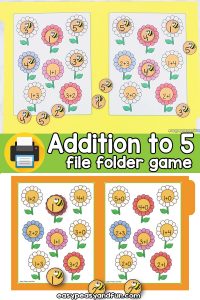Printable Flower Addition to 5 File Folder Game – Easy Peasy and Fun ...
