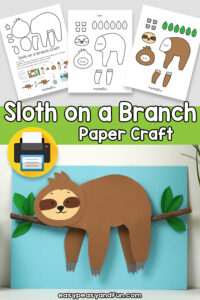 Sloth on a Branch Craft Template – Easy Peasy and Fun Membership